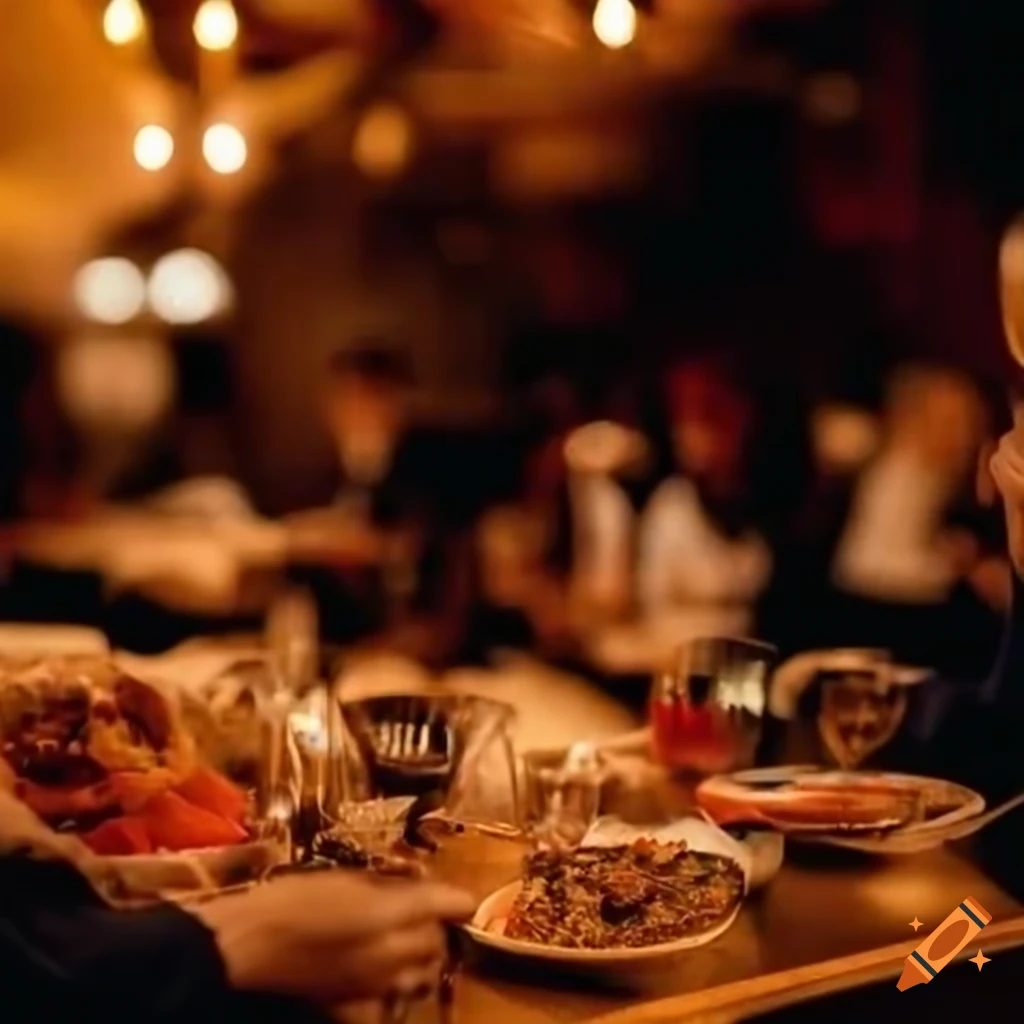 Busy restaurant with many diners on Craiyon