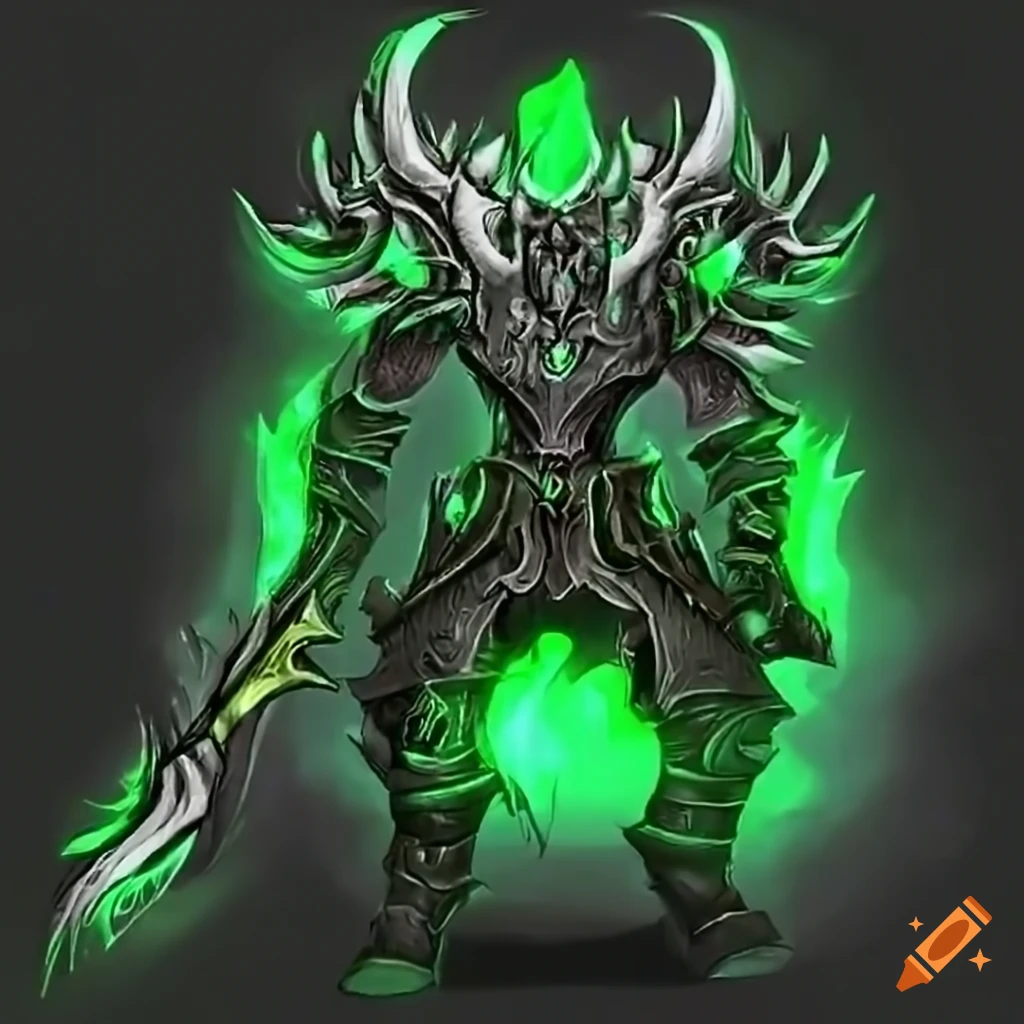 Demon hunter wielding green glowing war glaives with fallen angels in ...