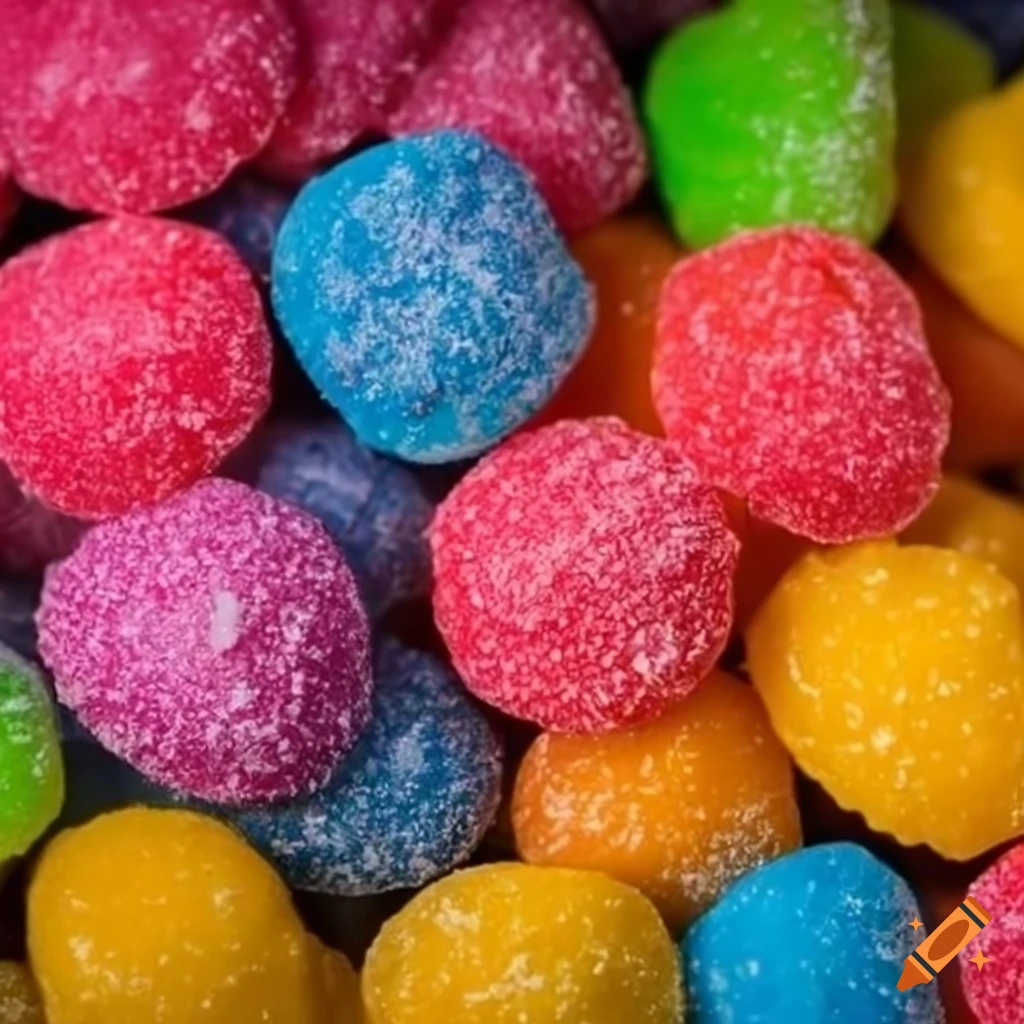 Colorful freeze-dried candies on Craiyon
