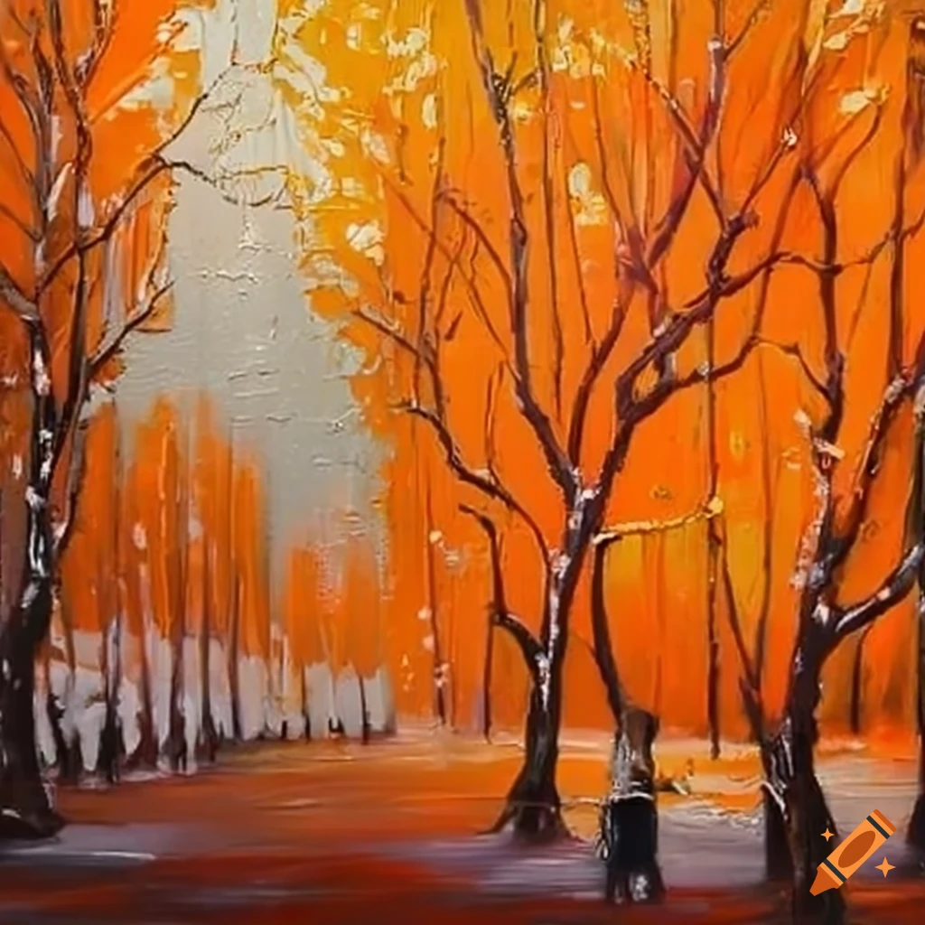 Orange winter landscape on Craiyon