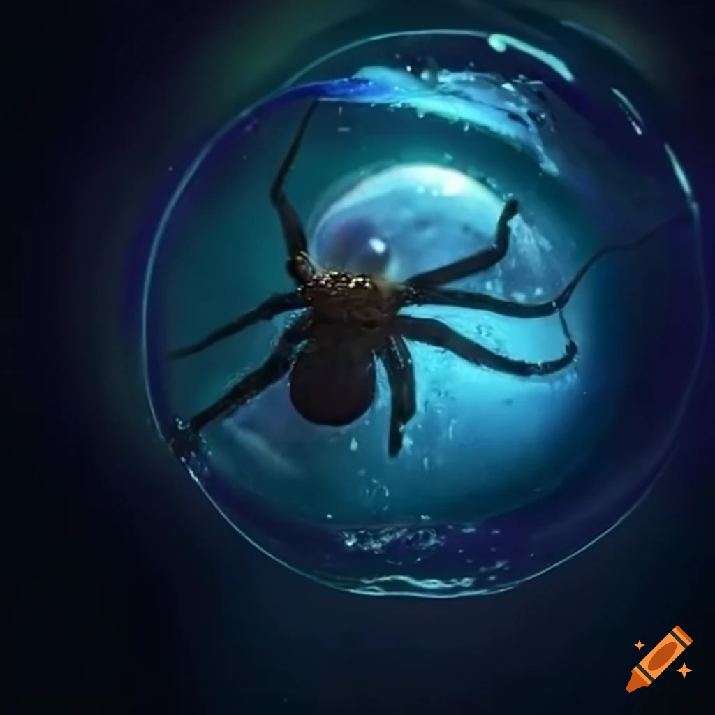 Water spider inside a bubble underwater on Craiyon