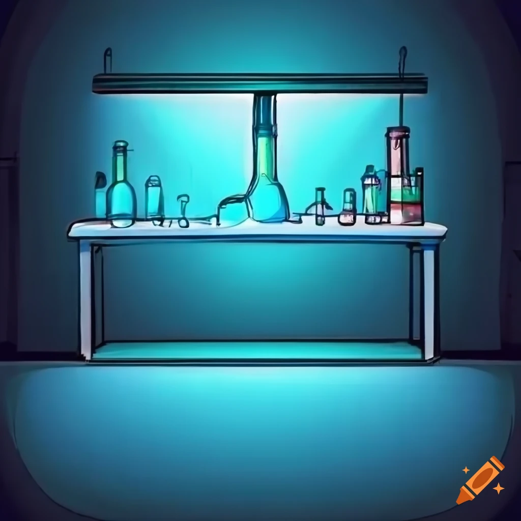 Empty laboratory with blue and white lights on Craiyon