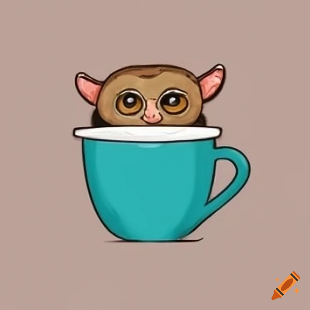 Tarsier holding a coffee cup logo on Craiyon