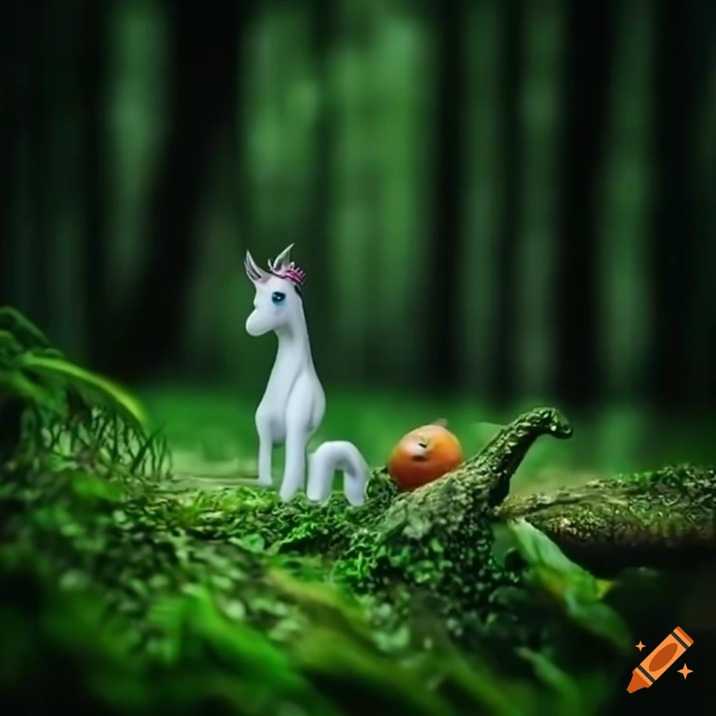 Forest with mythical creatures and a mutant lemon fruit monster in a magical ambiance on Craiyon