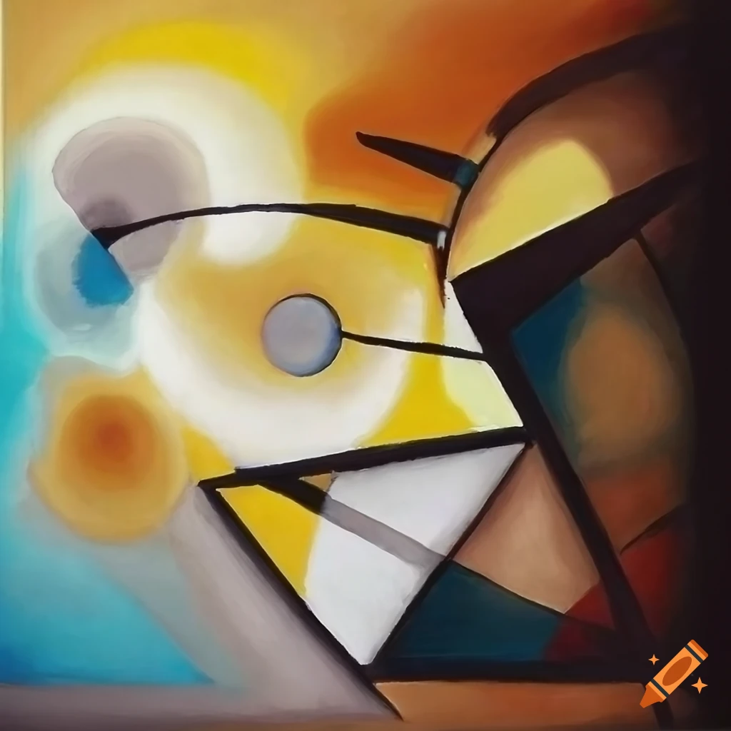 Abstract art inspired by Kandinsky with geometric shapes and expressive ...