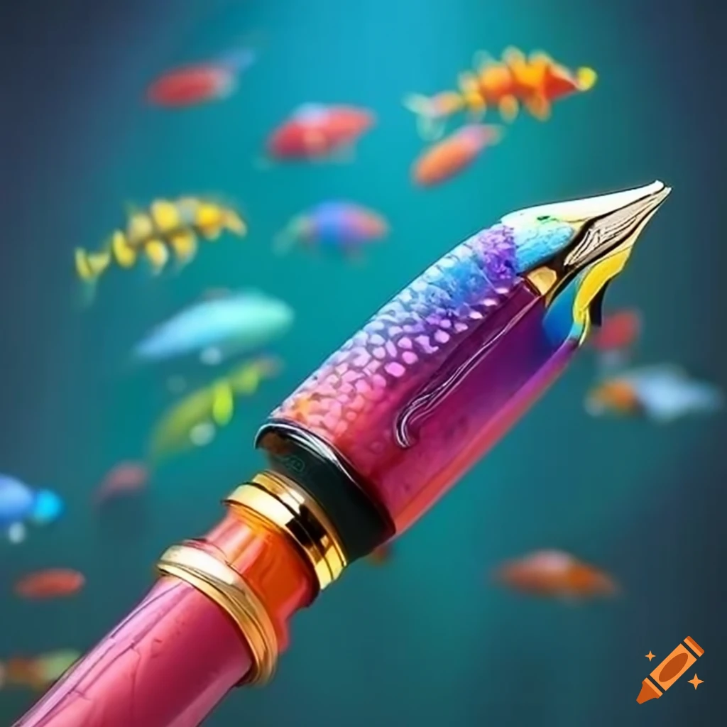 Stunning fountain pen kit with colorful fish on Craiyon