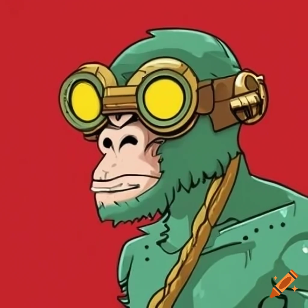 Ape with steampunk goggles in Marvel comic style profile portrait on ...