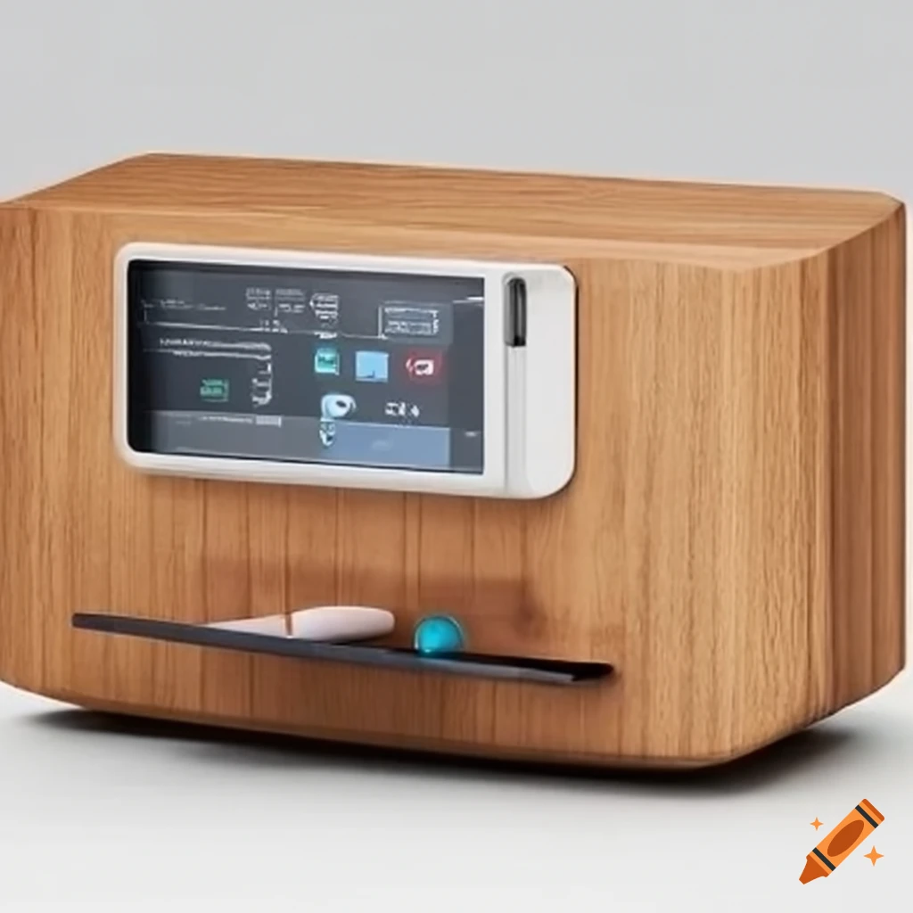 Advanced medication dispenser with wood design and integrated AI on Craiyon