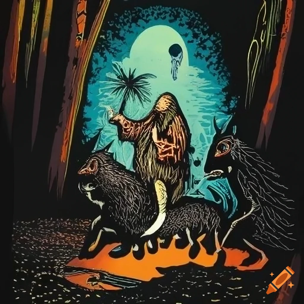 Baba yaga tarot card serigraph with native salish, voodoo loa, and ...