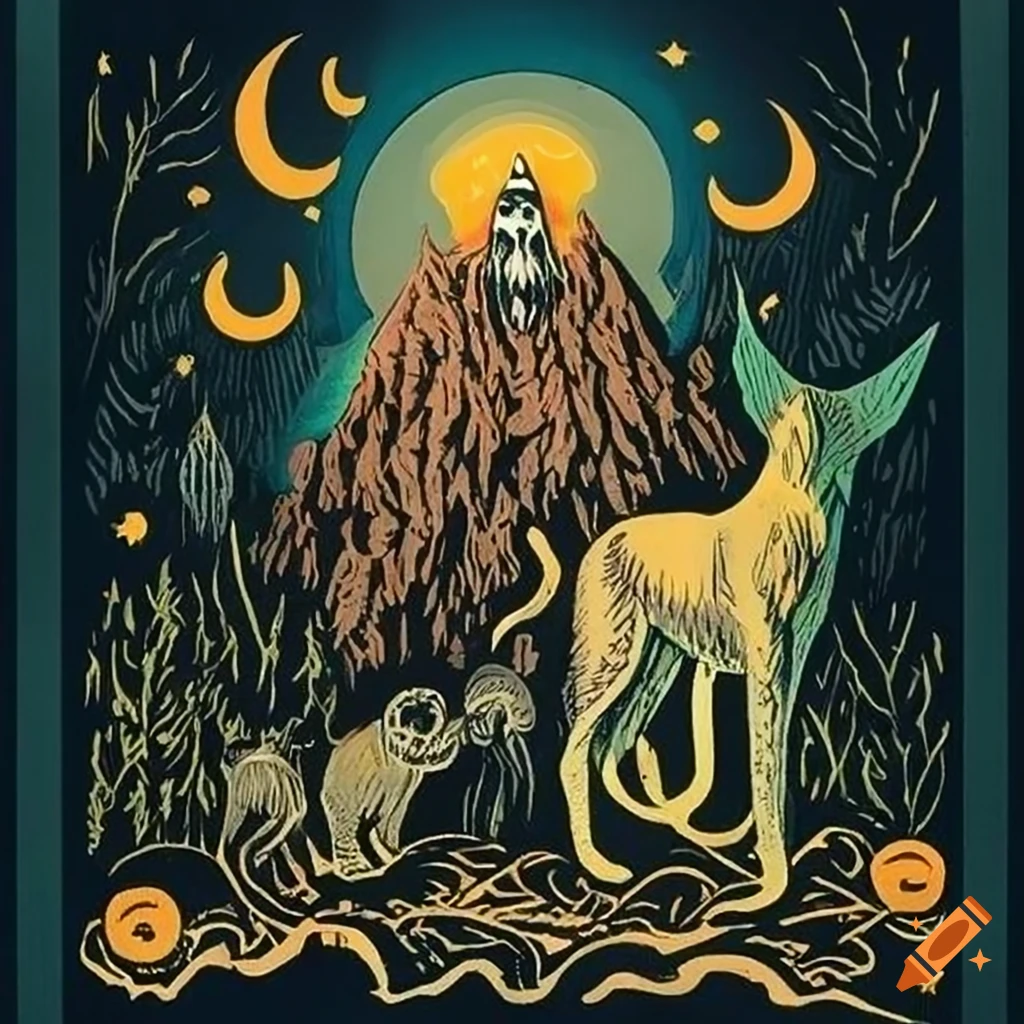 Baba Yaga Tarot Card serigraph with Native Salish, Voodoo Loa, and ...