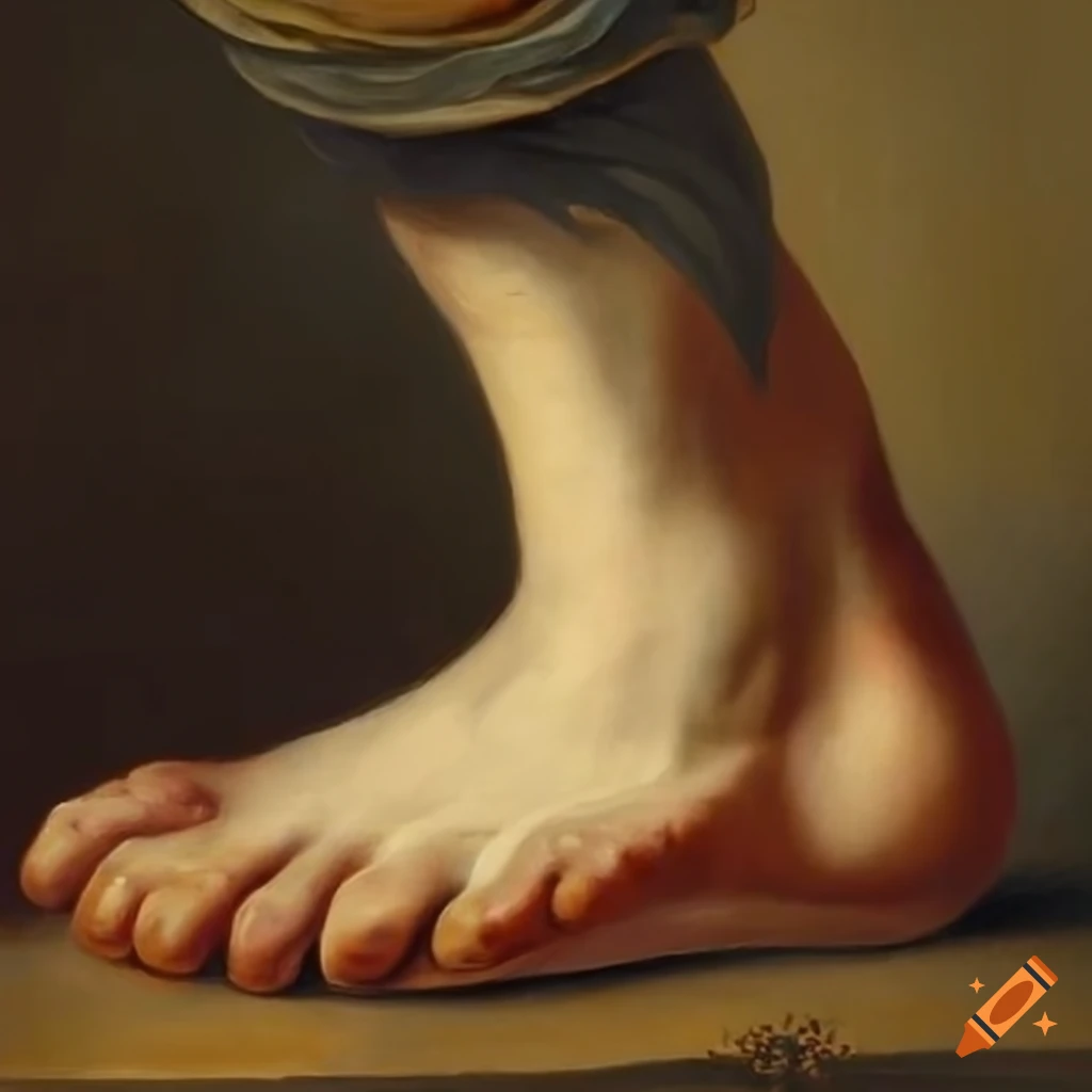 Classical painting of a foot on Craiyon