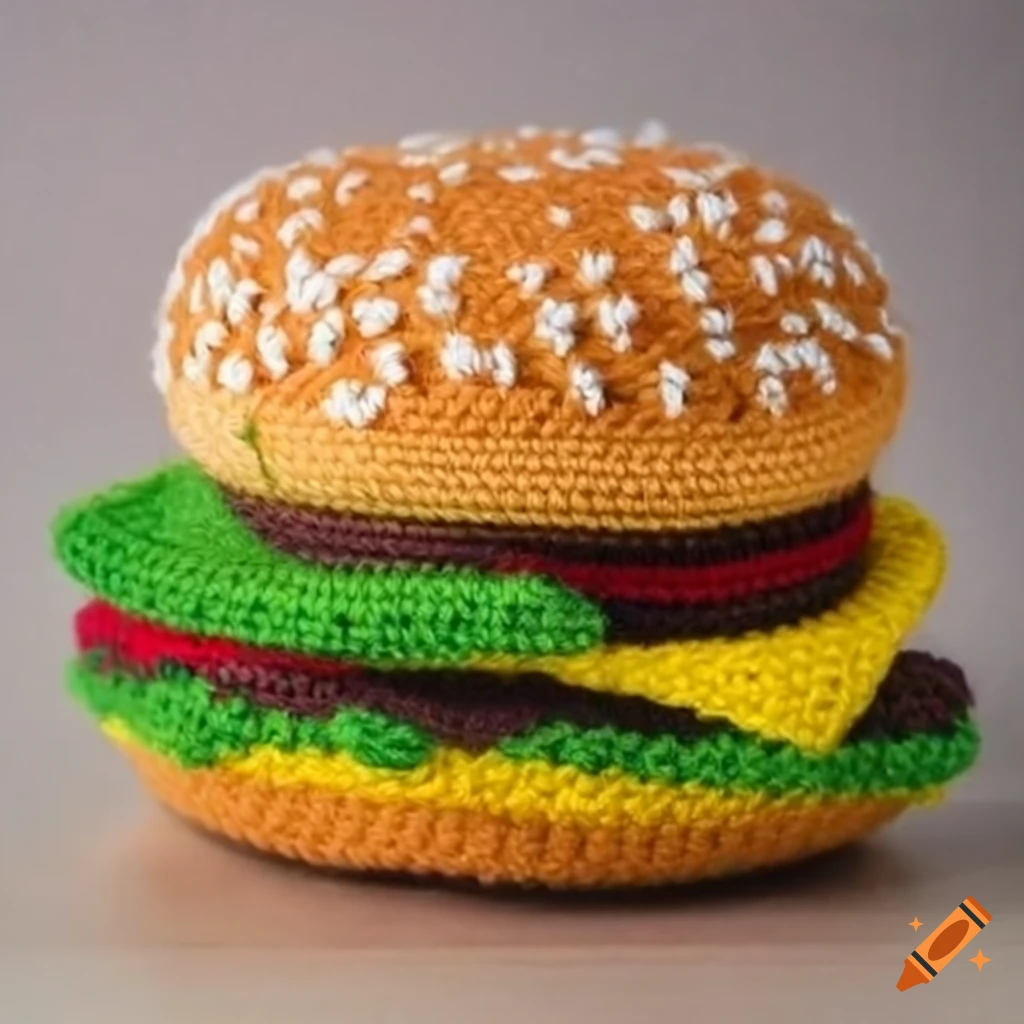 Crochet cheeseburger on Craiyon