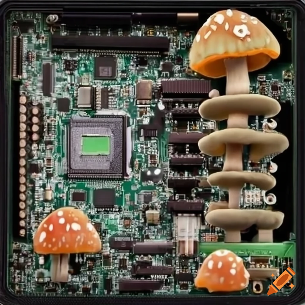 Biopunk mushroom motherboard - fungal computers innovation on Craiyon