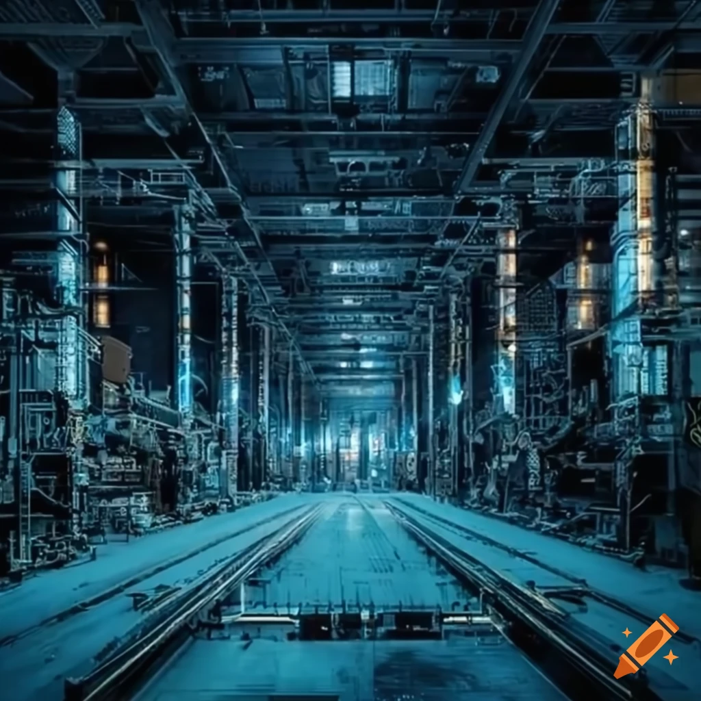 Ai working in modern factories on Craiyon