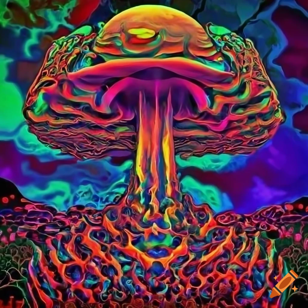 Psychedelic tree with eyes in a 60s-inspired poster design on Craiyon