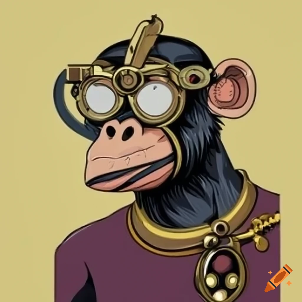 Ape wearing steampunk goggles in marvel comic style on Craiyon