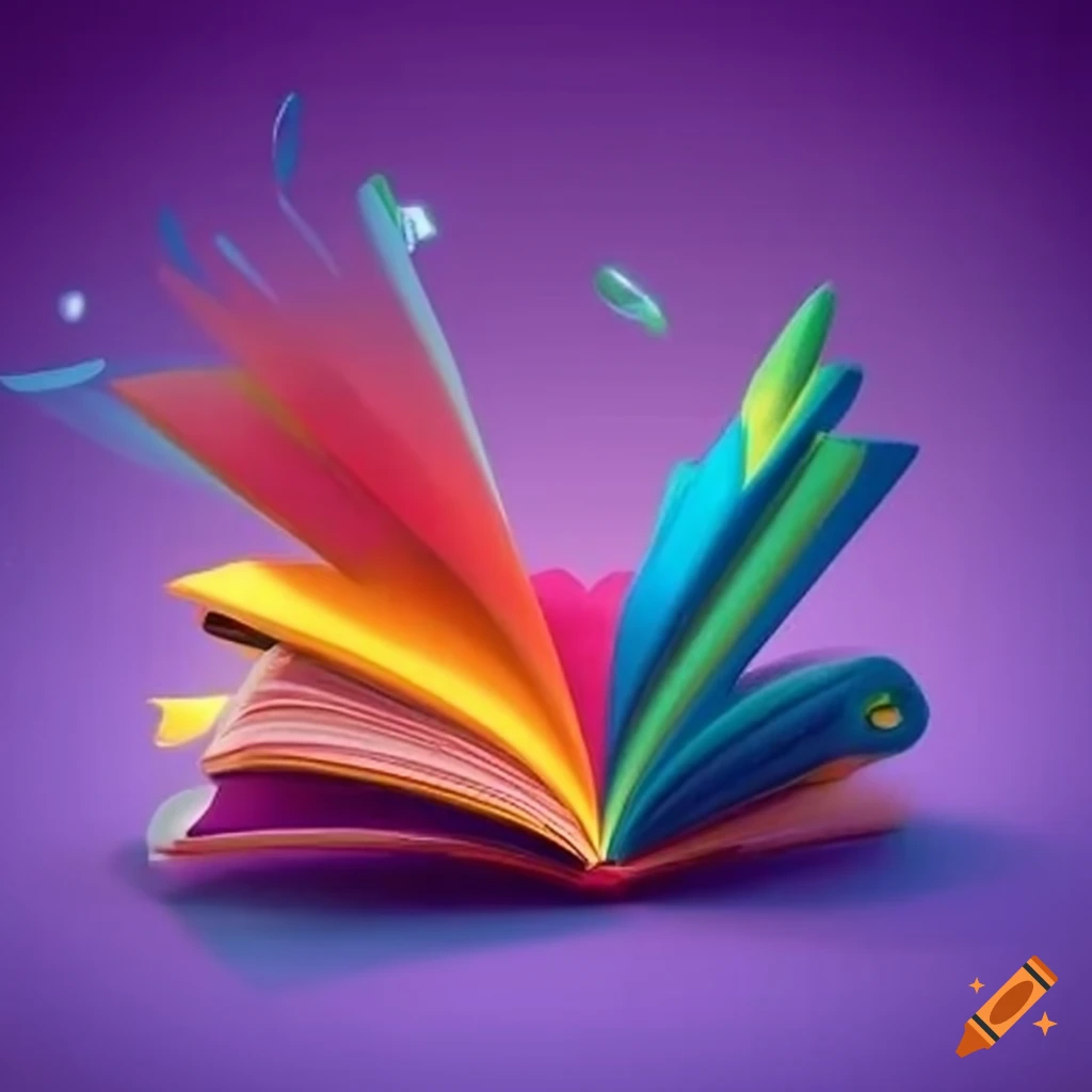 Colorful book page turning into a drop in a stylized design on Craiyon
