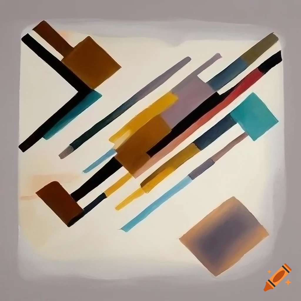 Abstract art with geometric shapes and expressive lines in various ...