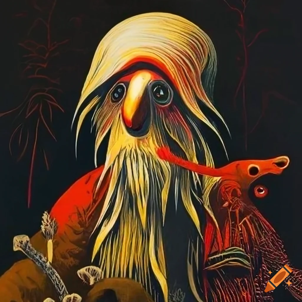 Baba Yaga serigraph blending different mythological motifs and spirit ...