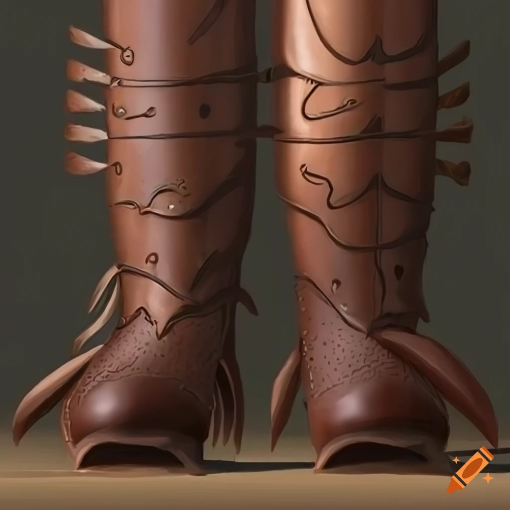 Medieval leather boots against a forest backdrop on Craiyon