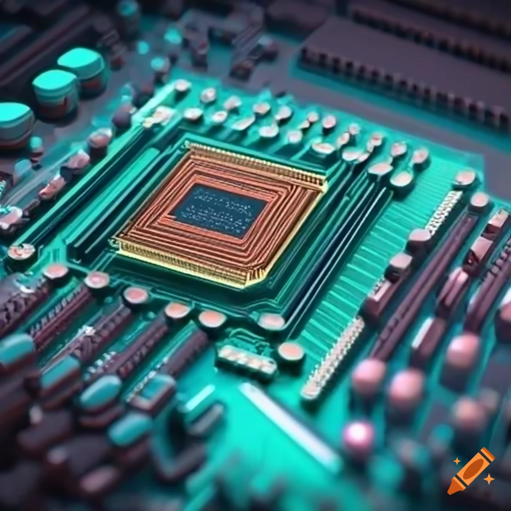 Smart technology circuit board with high-performance processors and motherboard chip concept on ...