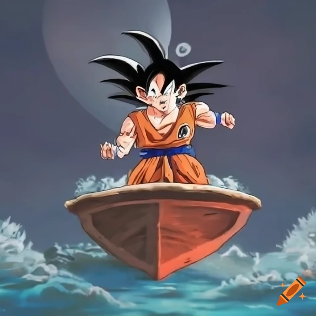 Goku on a boat on Craiyon