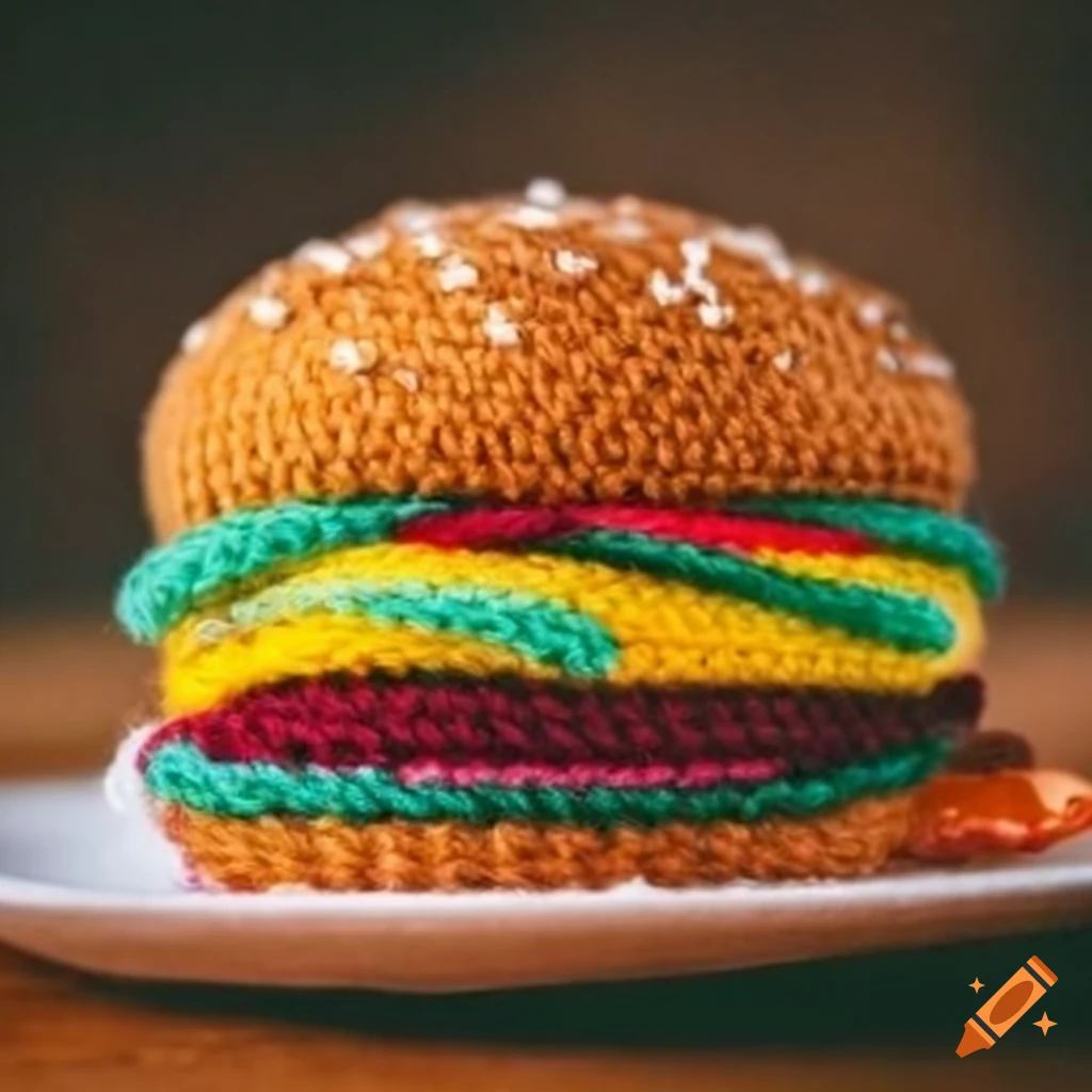 Crochet cheeseburger on Craiyon
