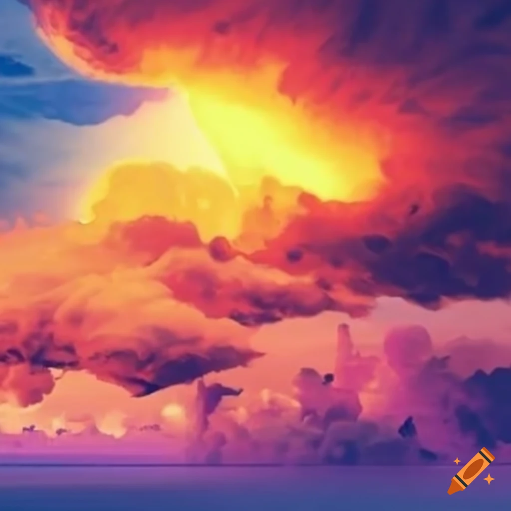 Cloudy sunset in french on Craiyon