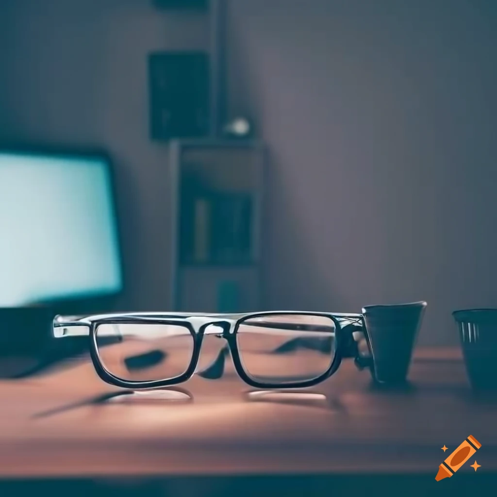 Professional office setup with glasses on tabletop on Craiyon