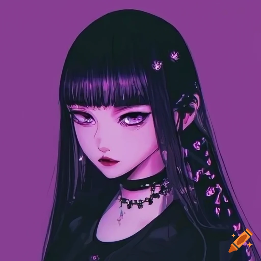 Retro anime style goth girl on Craiyon