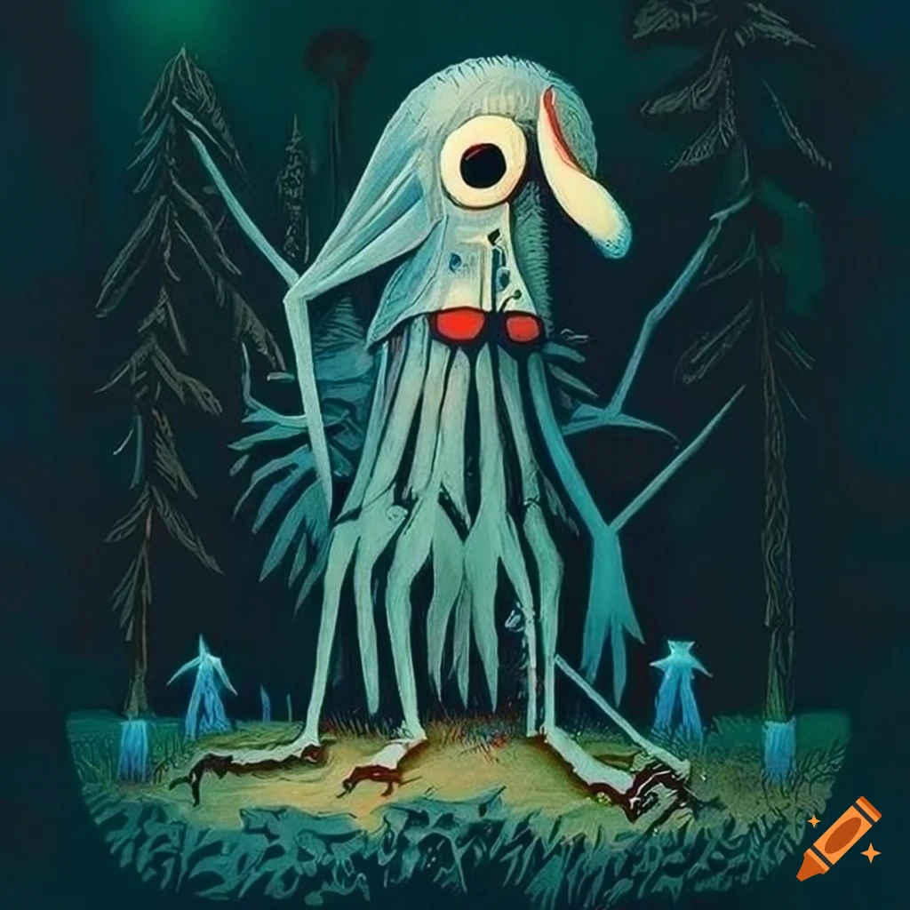 Zozistaw beksinski baba yaga serigraph with native salish, voodoo loa ...