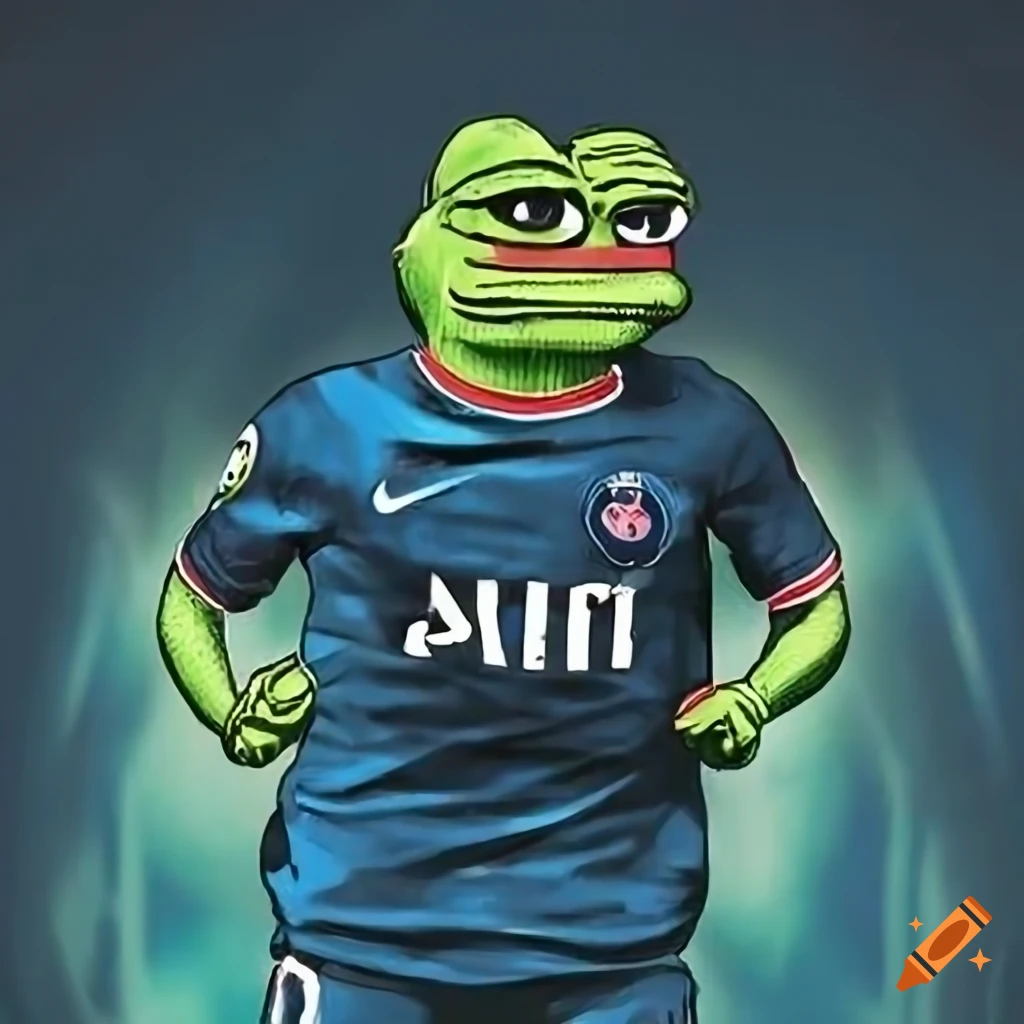 Pepe the frog and kylian mbappé hybrid image on Craiyon
