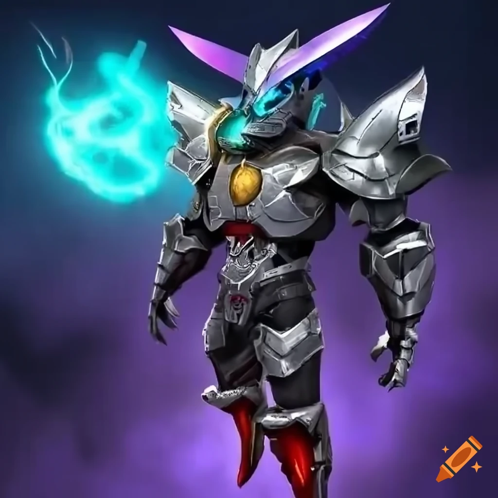 InterGalactic battle overlord in armor with dark energy, CGI anime ...