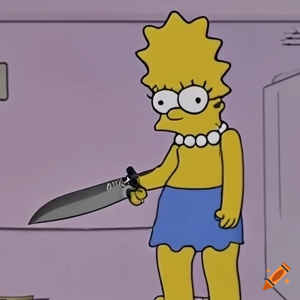 Lisa simpson artwork with a knife on Craiyon