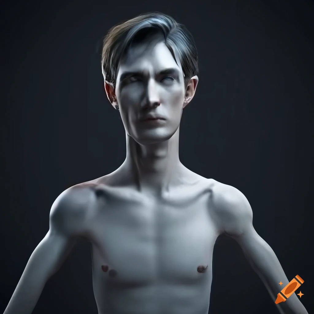 Realistic male android under dim silver lighting on Craiyon