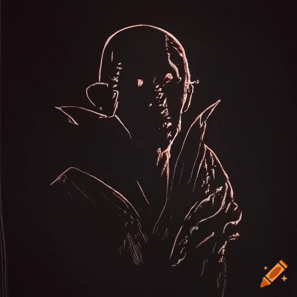 Scary vampire silhouette in a linocut style on Craiyon