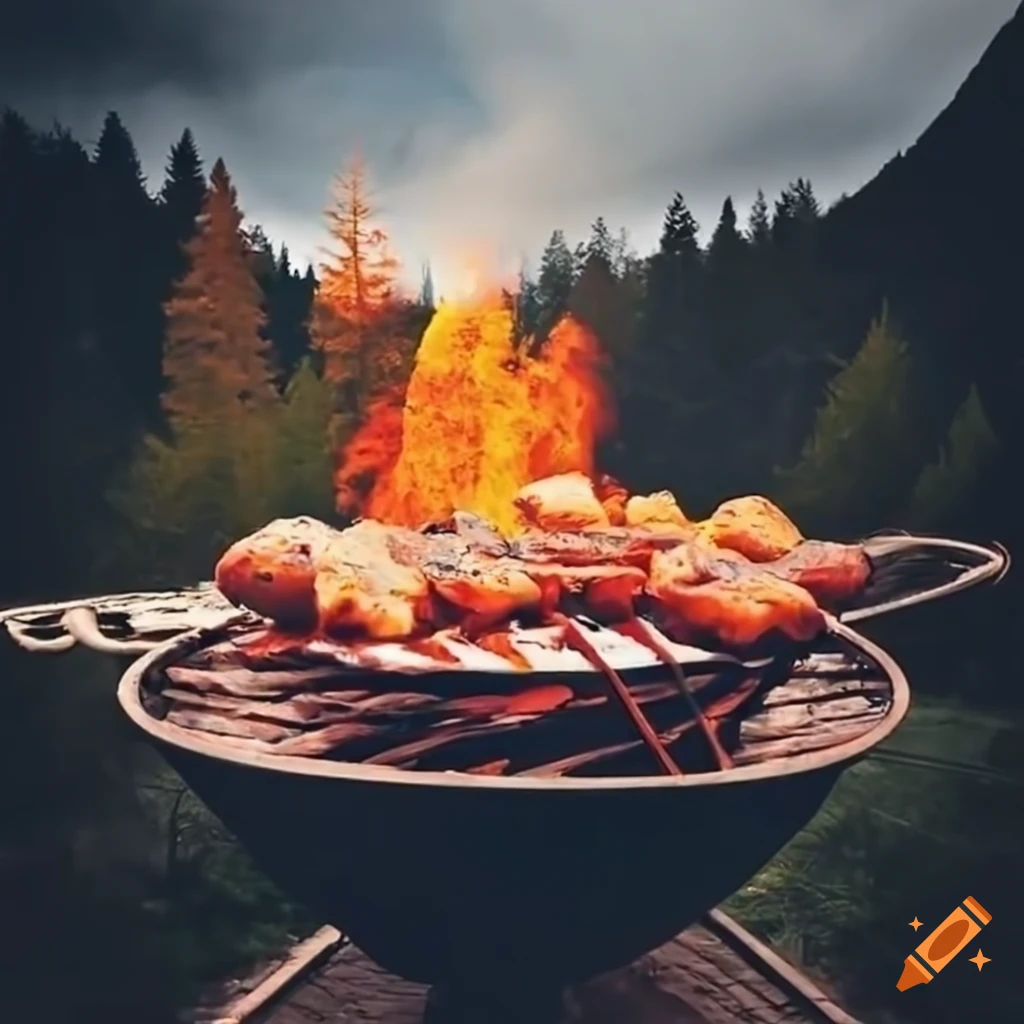 Bbq in a mountainous landscape on Craiyon