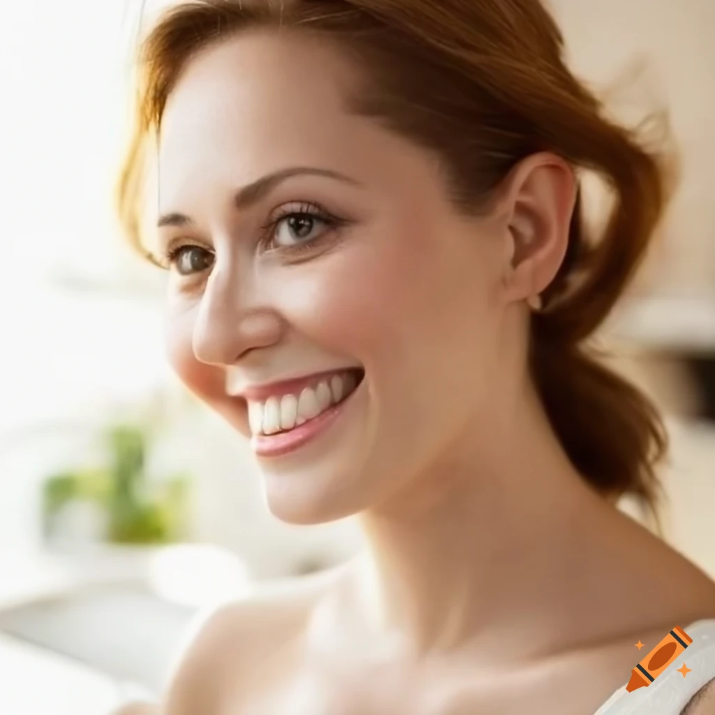 Glamour portrait of Melissa Francis with a close-up of her smiling face ...