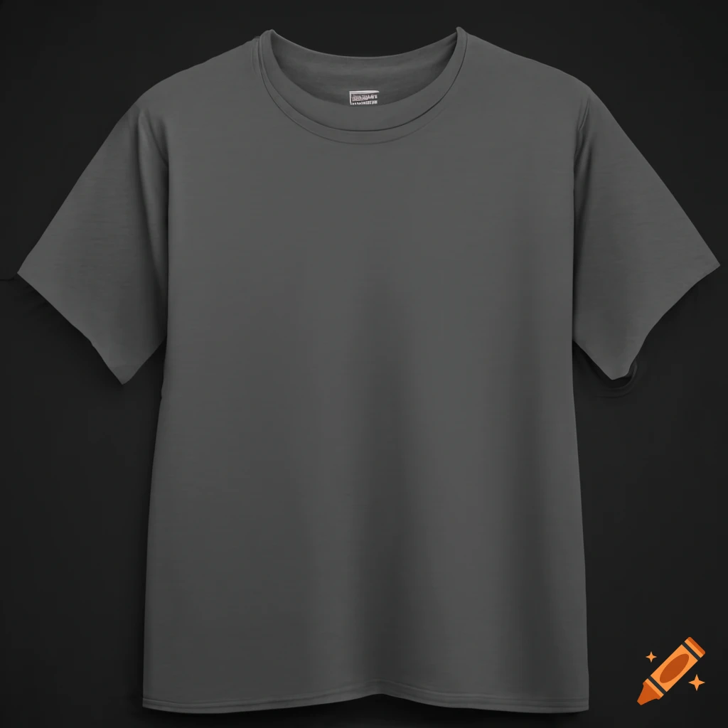 Charcoal grey blank t-shirt mockup for front and back designs on Craiyon