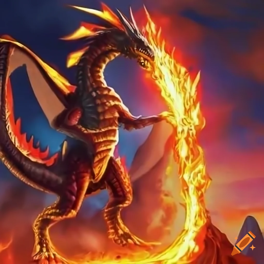 Dragon breathing fire on Craiyon