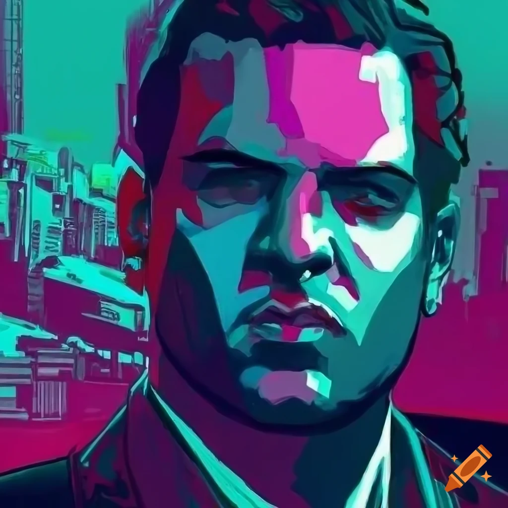 Book cover interpretation of iconic GTA characters with bold colors and ...