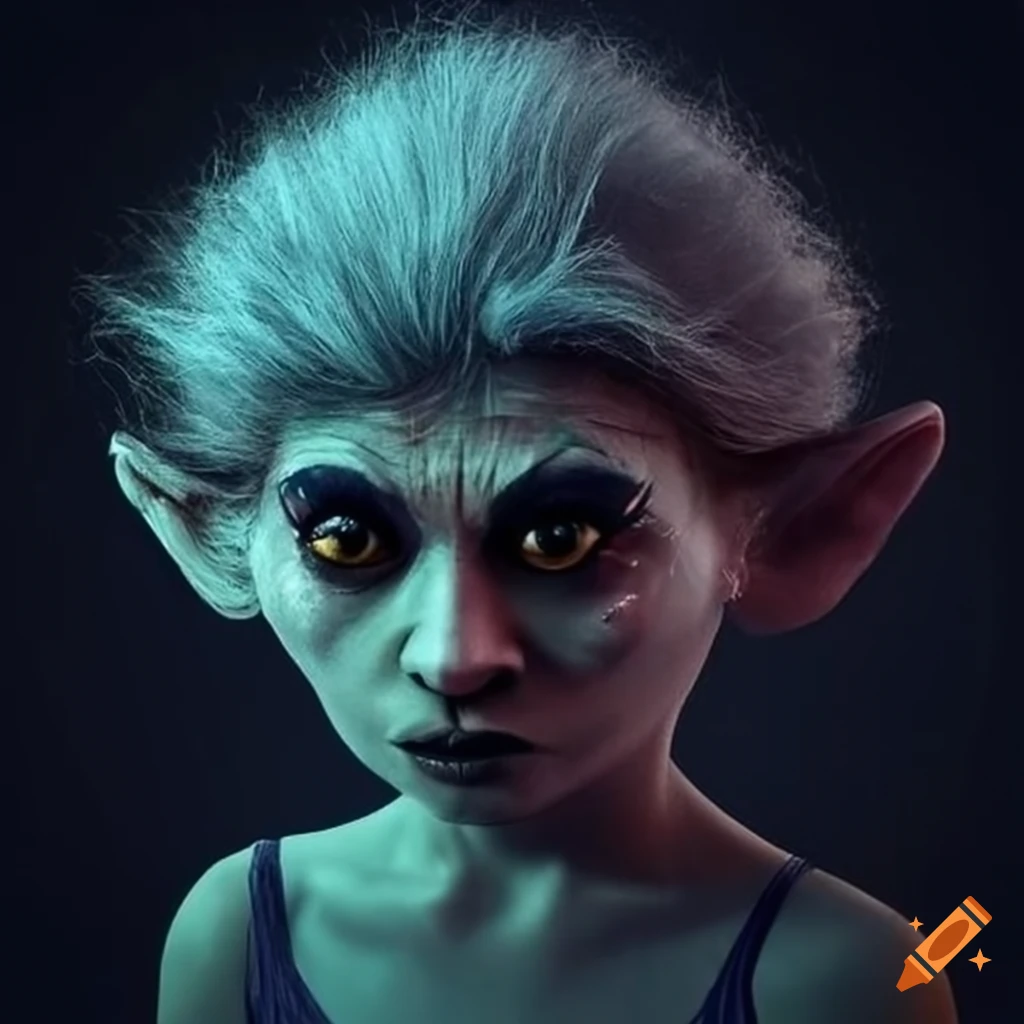 Troll wearing a woman's dress in a dark mood on Craiyon