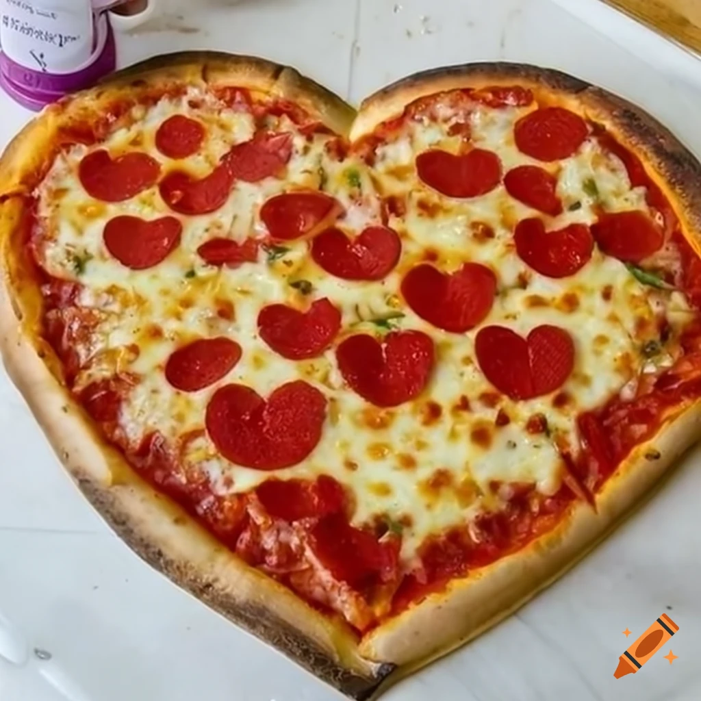 Heart-shaped pizza on Craiyon