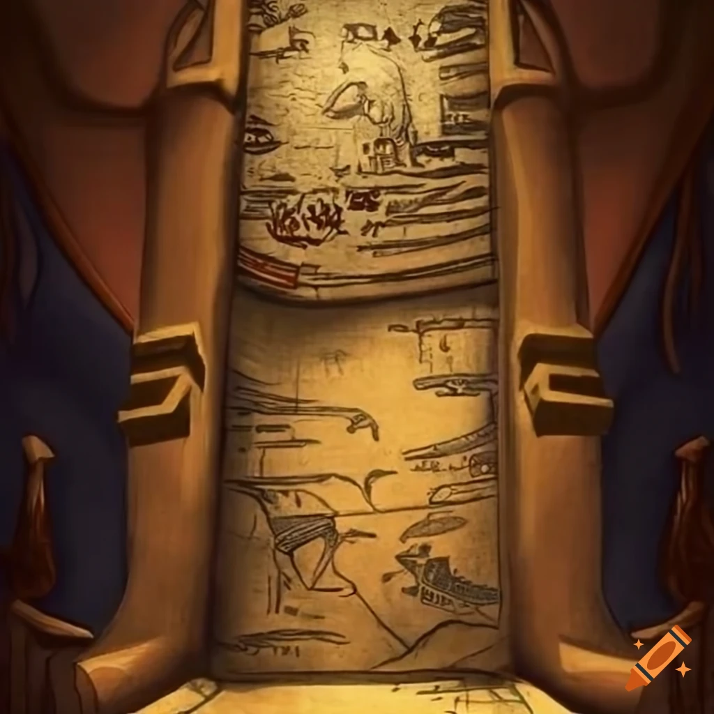 Egyptian treasure map illustration on Craiyon