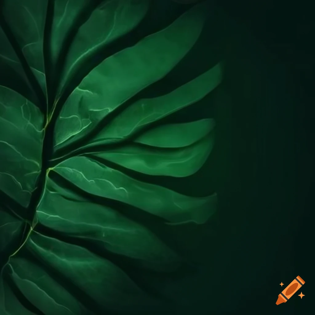 Striking product label with intricate leafy texture on dark background ...