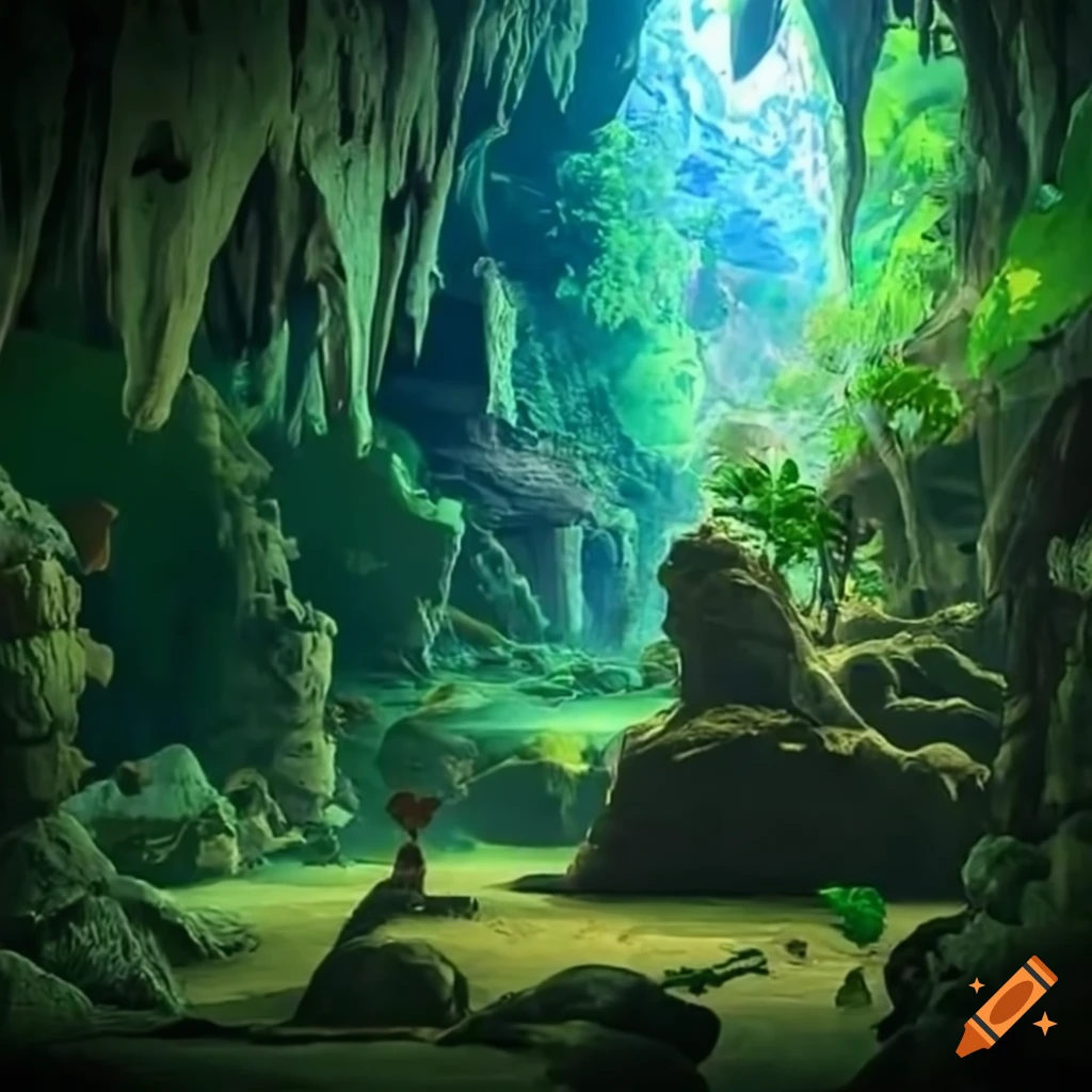 Magical jungle inside a cave on Craiyon