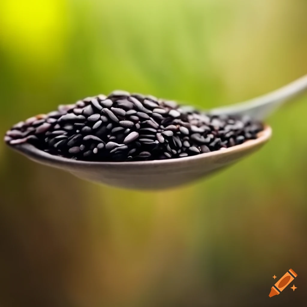 Black sesame seeds in a garden on Craiyon