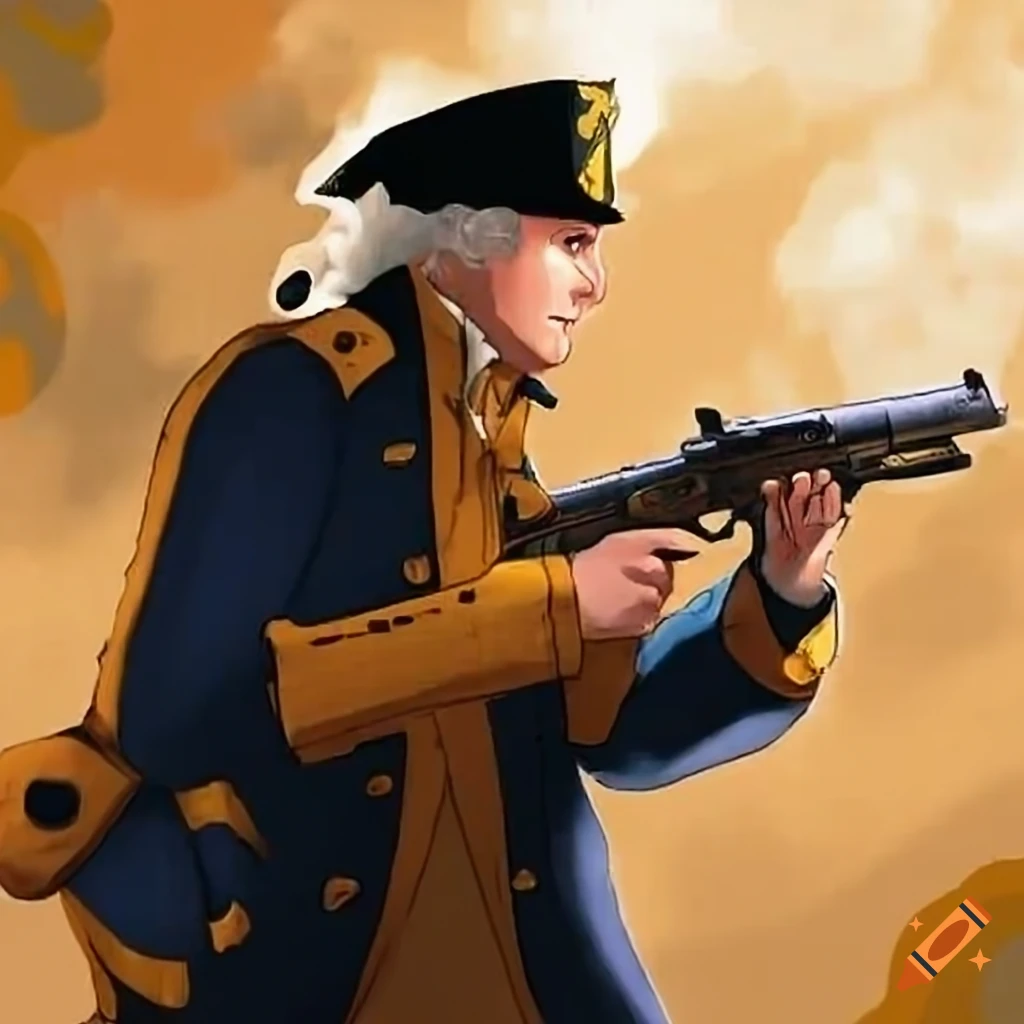Historical figure george washington shooting a gun on Craiyon
