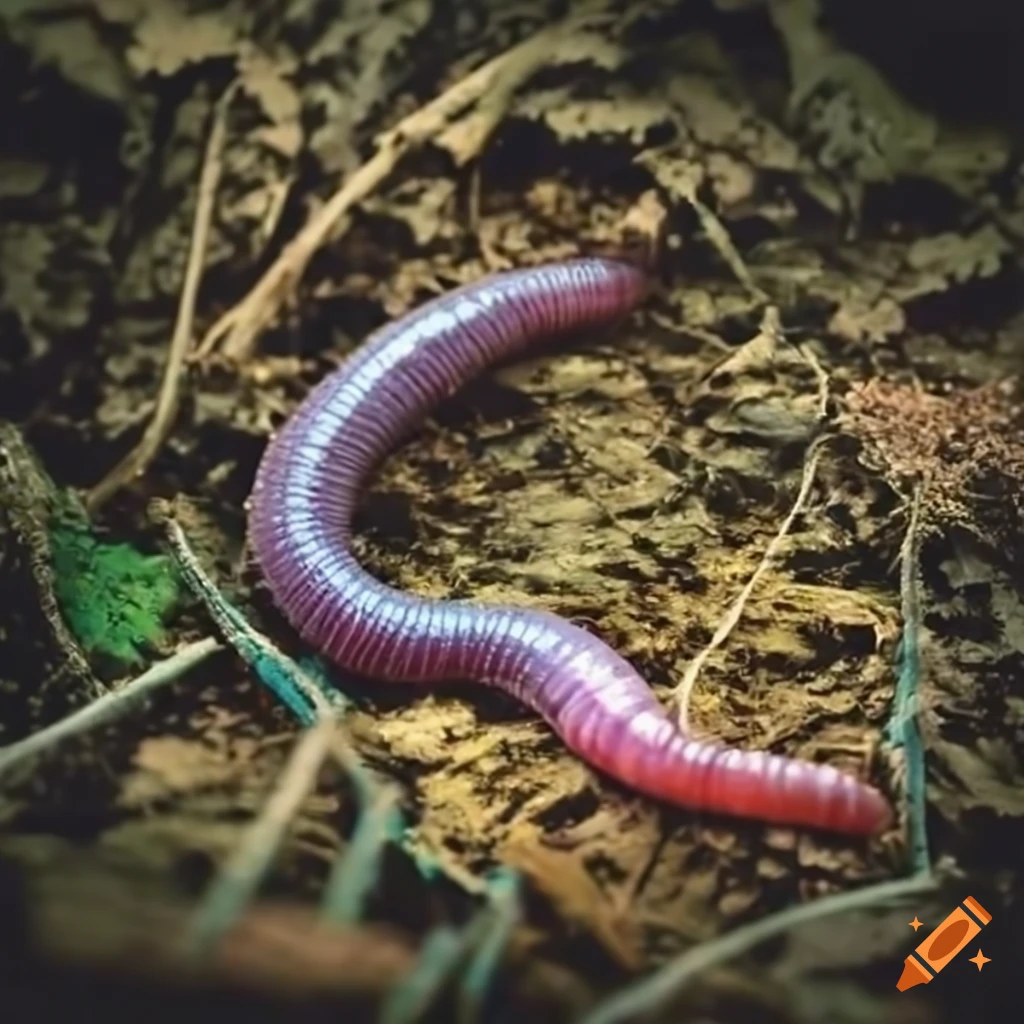 Earthworm in a forest setting on Craiyon
