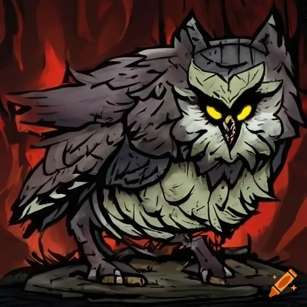 Hybrid owl-wolf mythical creature in Darkest Dungeon style on Craiyon